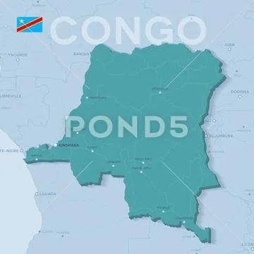 Verctor Map of cities and roads in Democratic Republic of Congo ...
