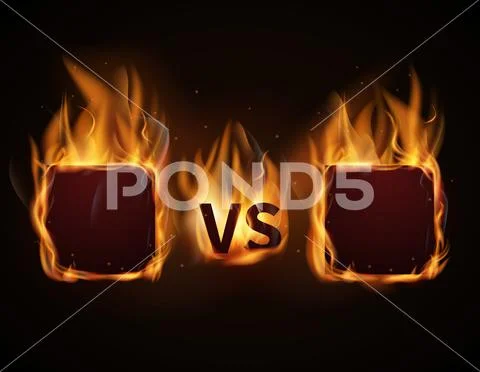 Versus screen with fire frames and vs letters. Vector illustration ...