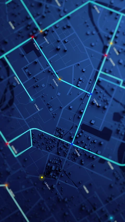 Vertical 3D top view city map | Stock Video | Pond5