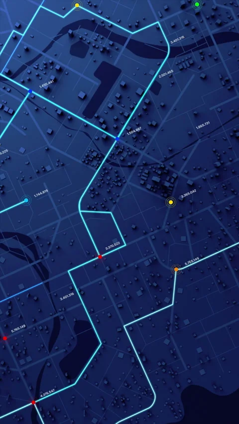 Vertical 3D top view city map | Stock Video | Pond5