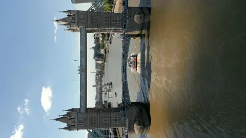 Vertical aerial approach tower Bridge Lo... | Stock Video | Pond5