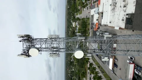 Vertical aerial video cell communication... | Stock Video | Pond5