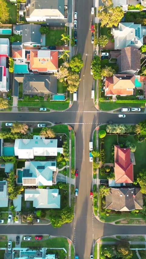 Vertical aerial view above crossroads be... | Stock Video | Pond5