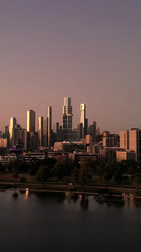 Vertical aerial view of the downtown Mel... | Stock Video | Pond5