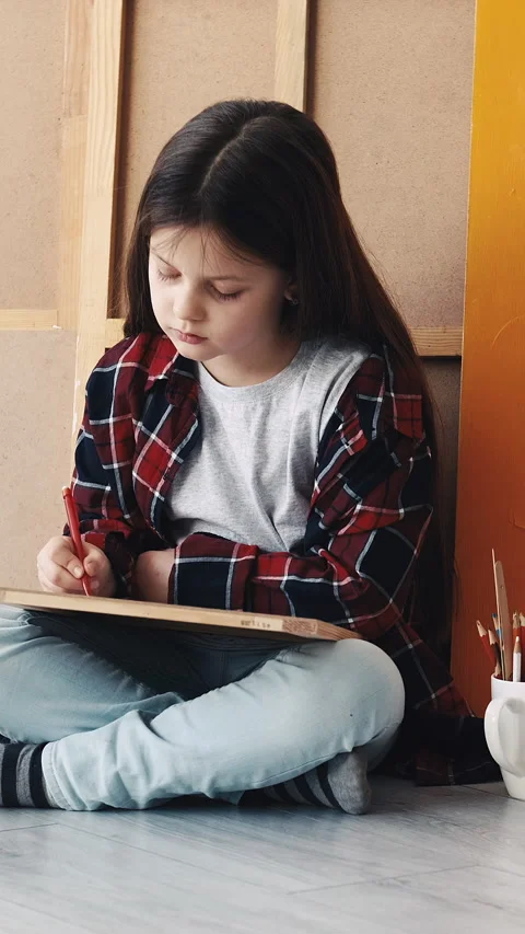 Vertical art hobby kids painting artisti... | Stock Video | Pond5