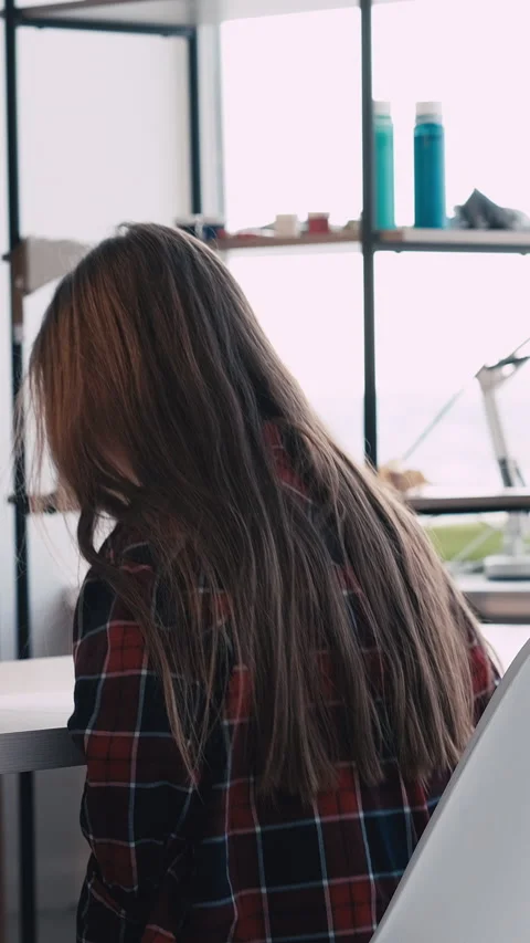 Vertical art school kids painting artist... | Stock Video | Pond5