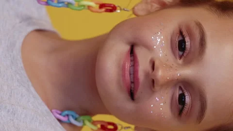 Vertical cheerful kid cute child little ... | Stock Video | Pond5