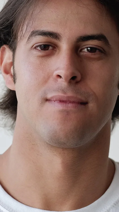 Vertical confident face clean skin male ... | Stock Video | Pond5