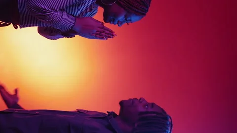 vertical couple quarrel neon light portr... | Stock Video | Pond5