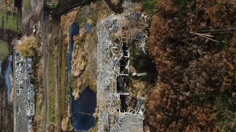 Vertical destroyed farm with explosion c... | Stock Video | Pond5