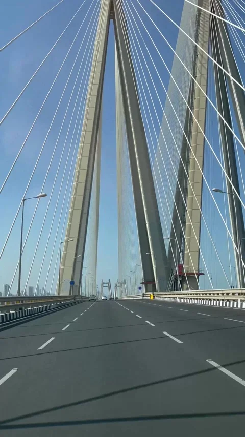 Vertical footage of Rajiv Gandhi Sea Lin... | Stock Video | Pond5