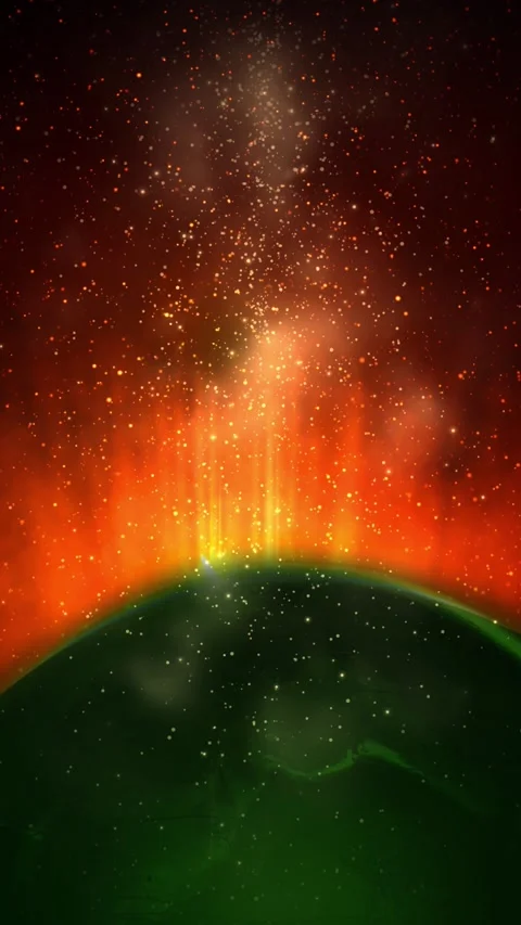 Vertical Green Planet on fire Particle B... | Stock Video | Pond5