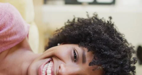 Vertical half face video portrait of lau... | Stock Video | Pond5