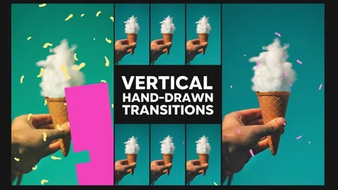 Vertical Hand Drawn Transitions | After Effects ~ After Effects #268979642