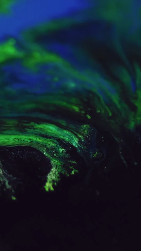 Vertical Ink water mix paint flow green ... | Stock Video | Pond5