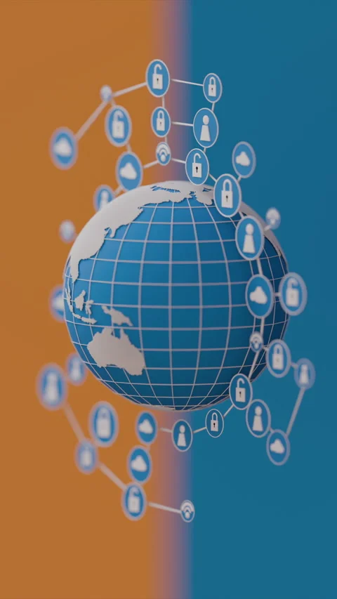 Vertical IOT visual concept of earth on ... | Stock Video | Pond5