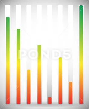 Vertical level indicator set with color code (Green at high level ...