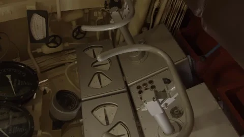 Vertical old submarine interior tour of ... | Stock Video | Pond5