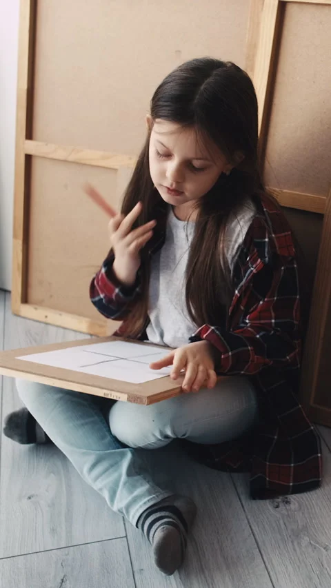 Vertical painting time kids creativity i... | Stock Video | Pond5