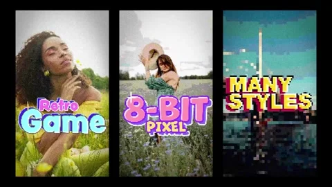 Vertical Pixel 8-bit Replacement Title ~ After Effects #253549268