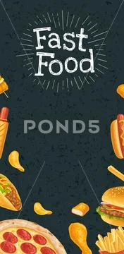 Vertical poster fast food menu. Vector realistic color: Graphic #282675657