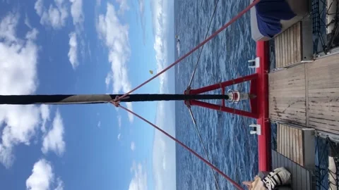 vertical of sail boat cruise the Atlanti... | Stock Video | Pond5