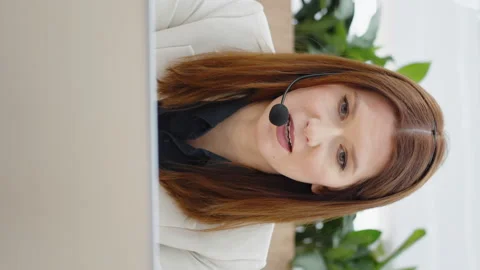 Vertical Screen: Call center operator ta... | Stock Video | Pond5
