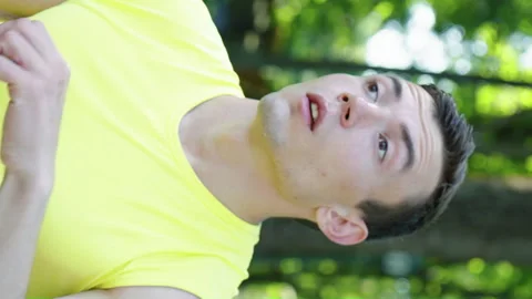 Vertical Screen: Man drinking water afte... | Stock Video | Pond5
