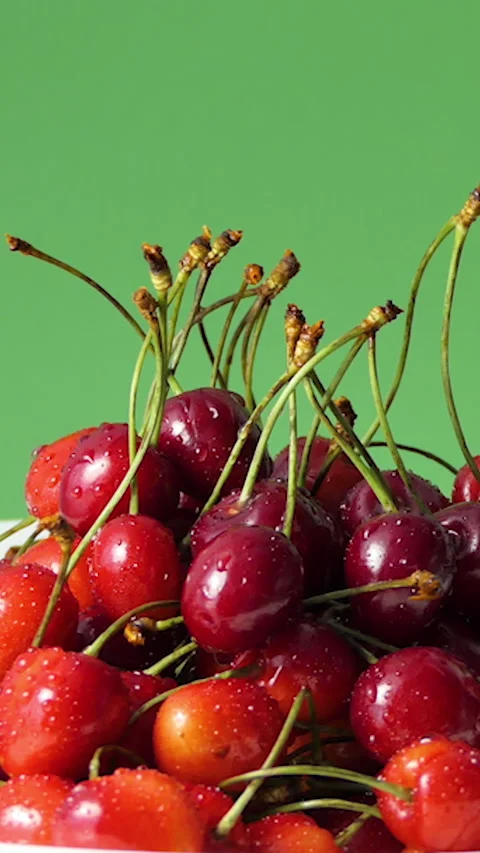 Vertical Screen: red cherries in water d... | Stock Video | Pond5