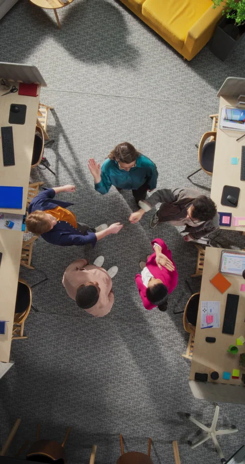 Vertical Screen Top Down View Team Stack... | Stock Video | Pond5