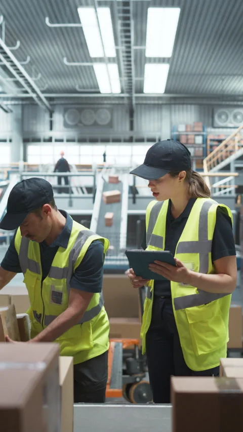 Vertical Screen Workers Loading Boxes In... | Stock Video | Pond5