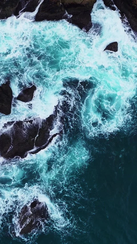 Vertical sea beach landscape, Waves sea ... | Stock Video | Pond5