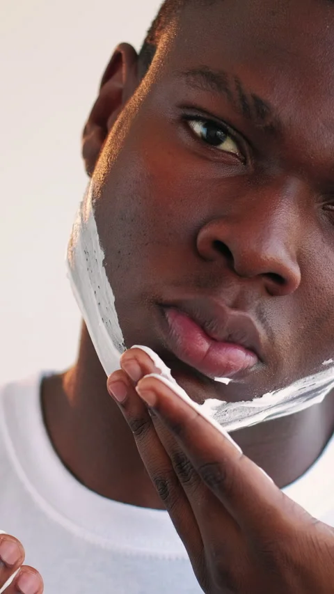 Vertical shaving routine skin care man f... | Stock Video | Pond5