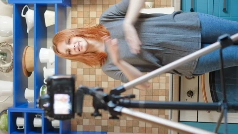 Vertical shoot: Food blogger girl influe... | Stock Video | Pond5