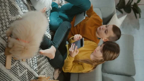 Vertical shot of a Children playing vide... | Stock Video | Pond5