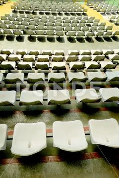 Vertical shot of the empty audience seats at a soccer stadium Stock ...
