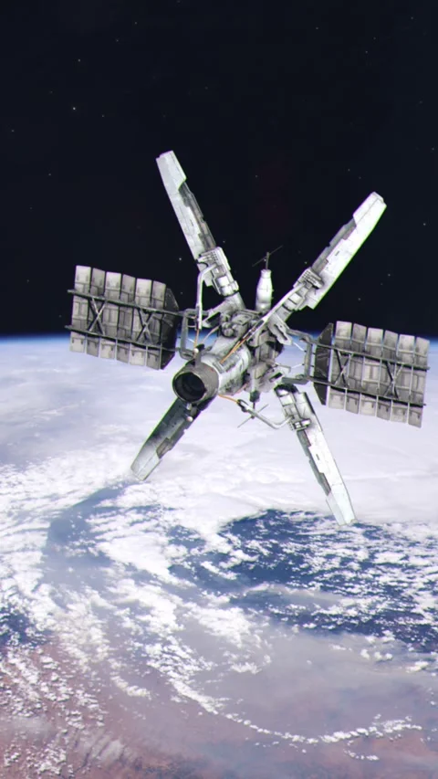 Vertical Shot of a Spy Satellite in Orbi... | Stock Video | Pond5