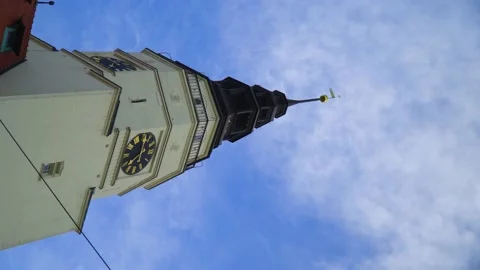 vertical shot of tower hall with black a... | Stock Video | Pond5