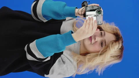 Vertical Shot Of Young Girl With An Old ... | Stock Video | Pond5