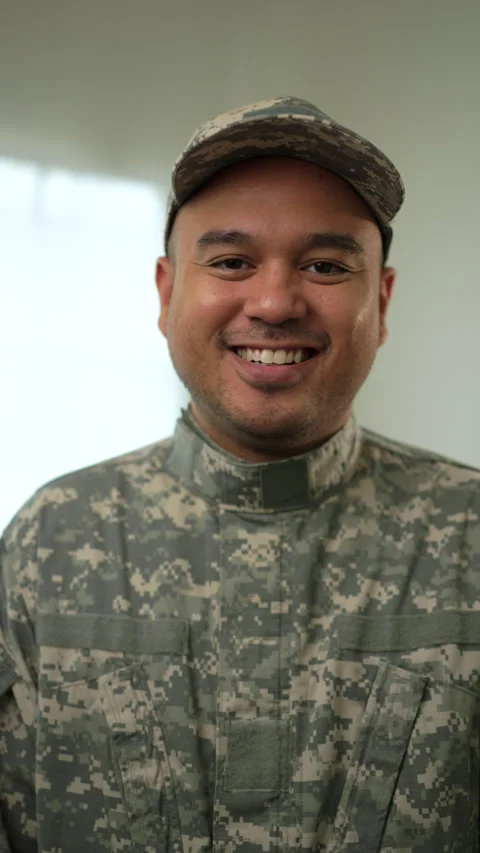 Vertical shots of portrait Confident Sol... | Stock Video | Pond5