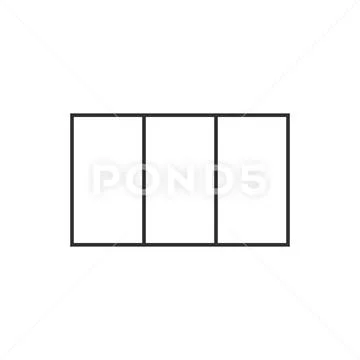 Vertical triband country flag icon in black outline flat design ...
