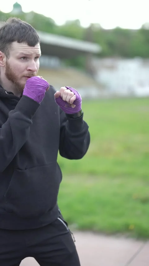 Vertical video of an athlete guy boxer w... | Stock Video | Pond5