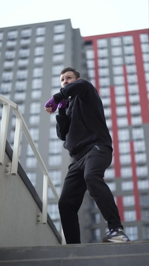 Vertical video of an athlete guy boxer w... | Stock Video | Pond5