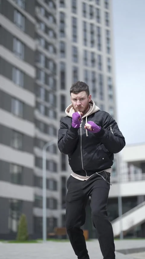 Vertical video of an athlete guy boxer w... | Stock Video | Pond5