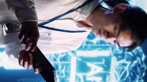 Vertical video Developer implements AI s... | Stock Video | Pond5