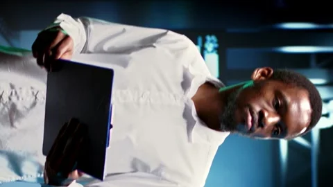 Vertical video Engineer in data center h... | Stock Video | Pond5