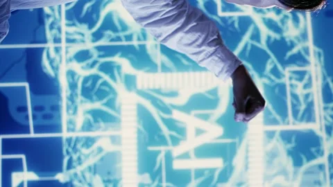 Vertical video Exevutives using AI compu... | Stock Video | Pond5