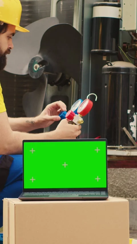 Vertical video Green screen laptop nitro... | Stock Video | Pond5