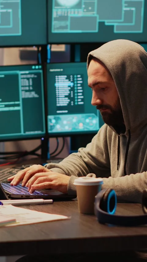 Vertical video: Hacking thief breaking t... | Stock Video | Pond5