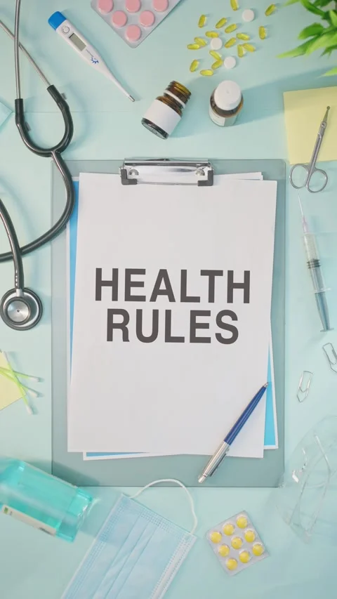 VERTICAL VIDEO OF HEALTH RULES WRITTEN O... | Stock Video | Pond5